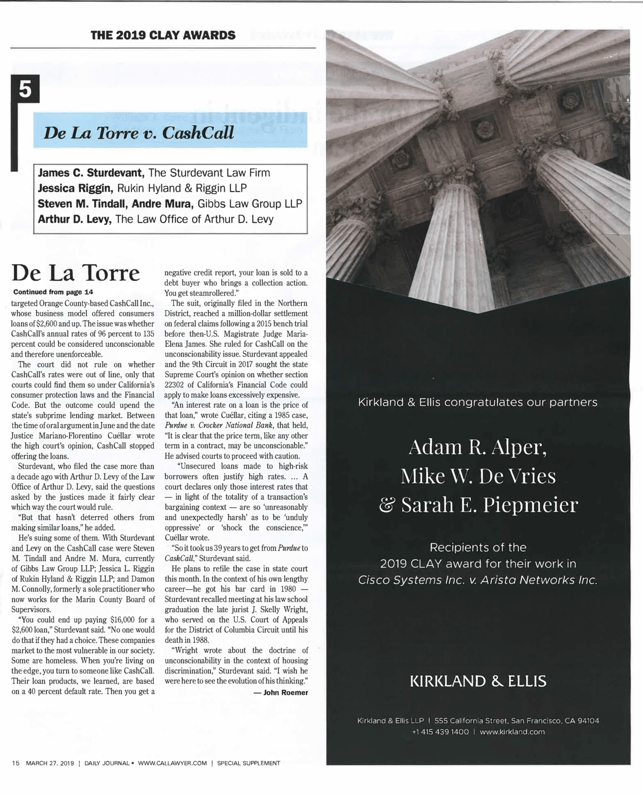 Jessica Riggin receives the California Lawyer Attorney of the Year (CLAY) Award from Daily ...